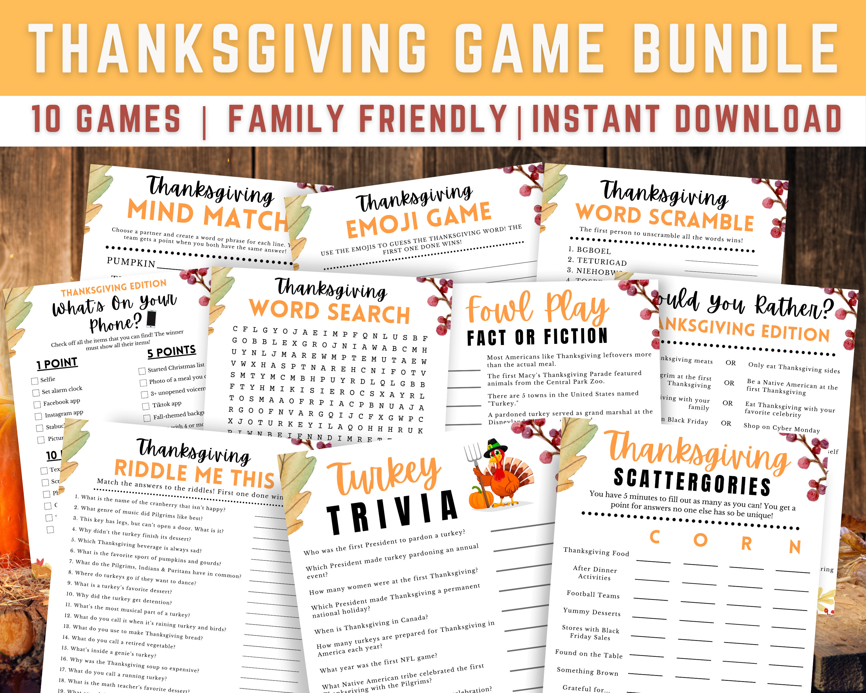 Printable Thanksgiving Games And Activities