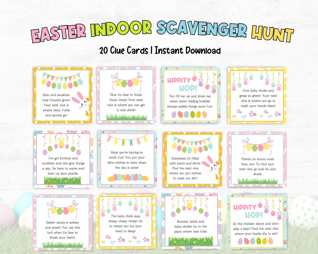 Indoor Easter Scavenger Hunt for Kids, Easter Treasure Hunt Printable ...