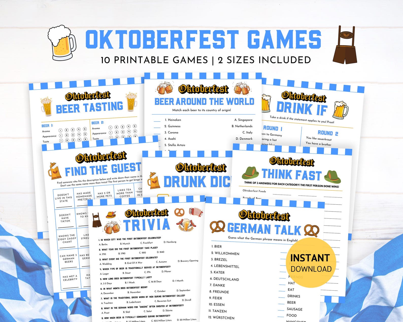 Oktoberfest Games Bundle, Printable Oktoberfest Games, Beer Festival ...