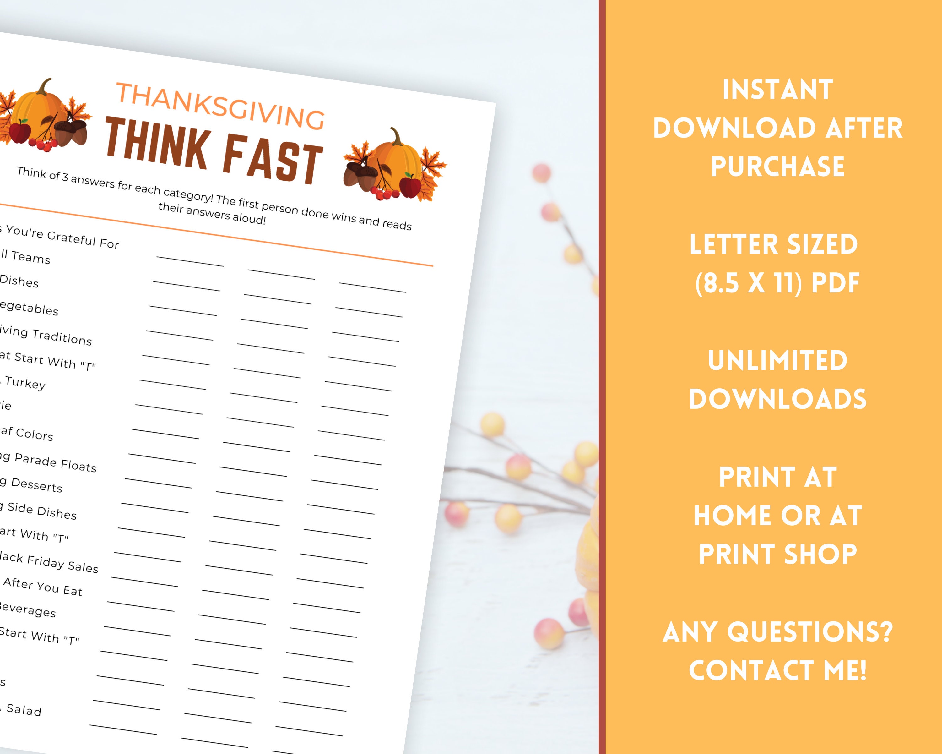 Thanksgiving Game, Printable Thanksgiving Games, Friendsgiving Games ...
