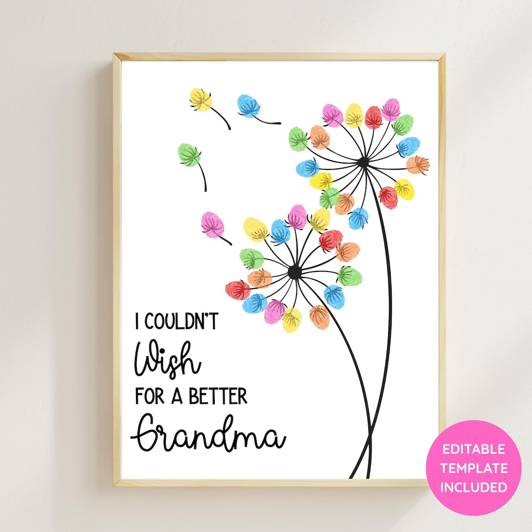Grandma Mother's Day Handprint Art Craft, Grandma Fingerprint Craft ...