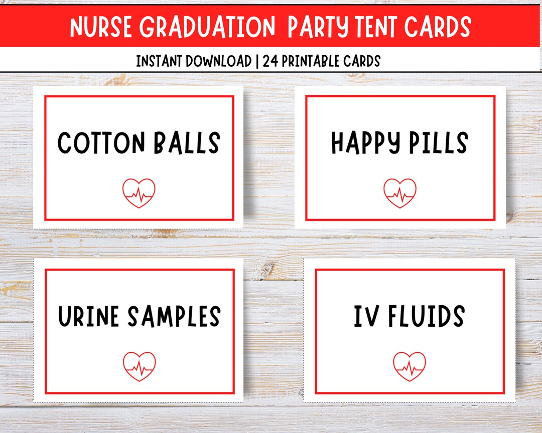 Nursing Party Tent Cards, Medical Party Place Food Cards, Nurse ...