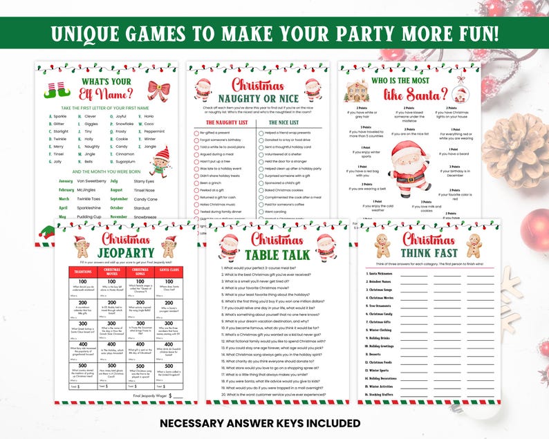 Christmas Party Games Bundle, 60 Christmas Family Games, Christmas ...