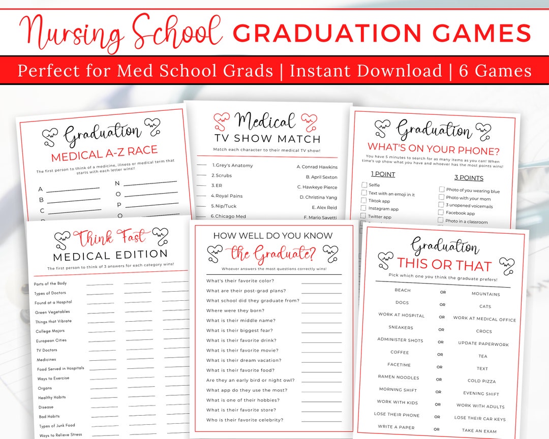 Nursing School Graduation Games, Medical School Graduation Games, Nurse ...