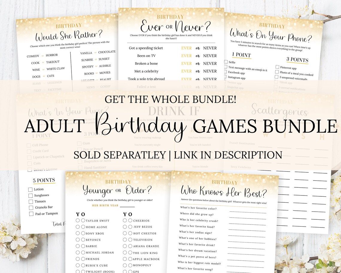 Adult Birthday Party Game Birthday Ever or Never Game | Etsy