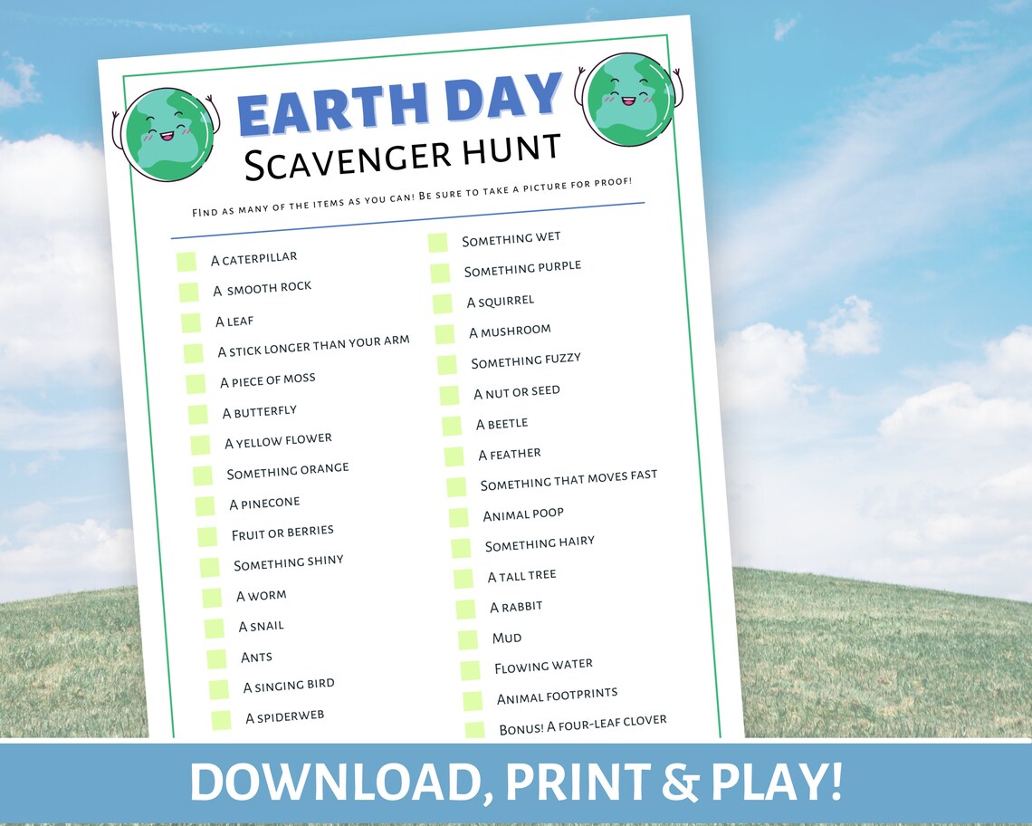 Earth Day Scavenger Hunt Earth Day Games Nature Scavenger | Etsy