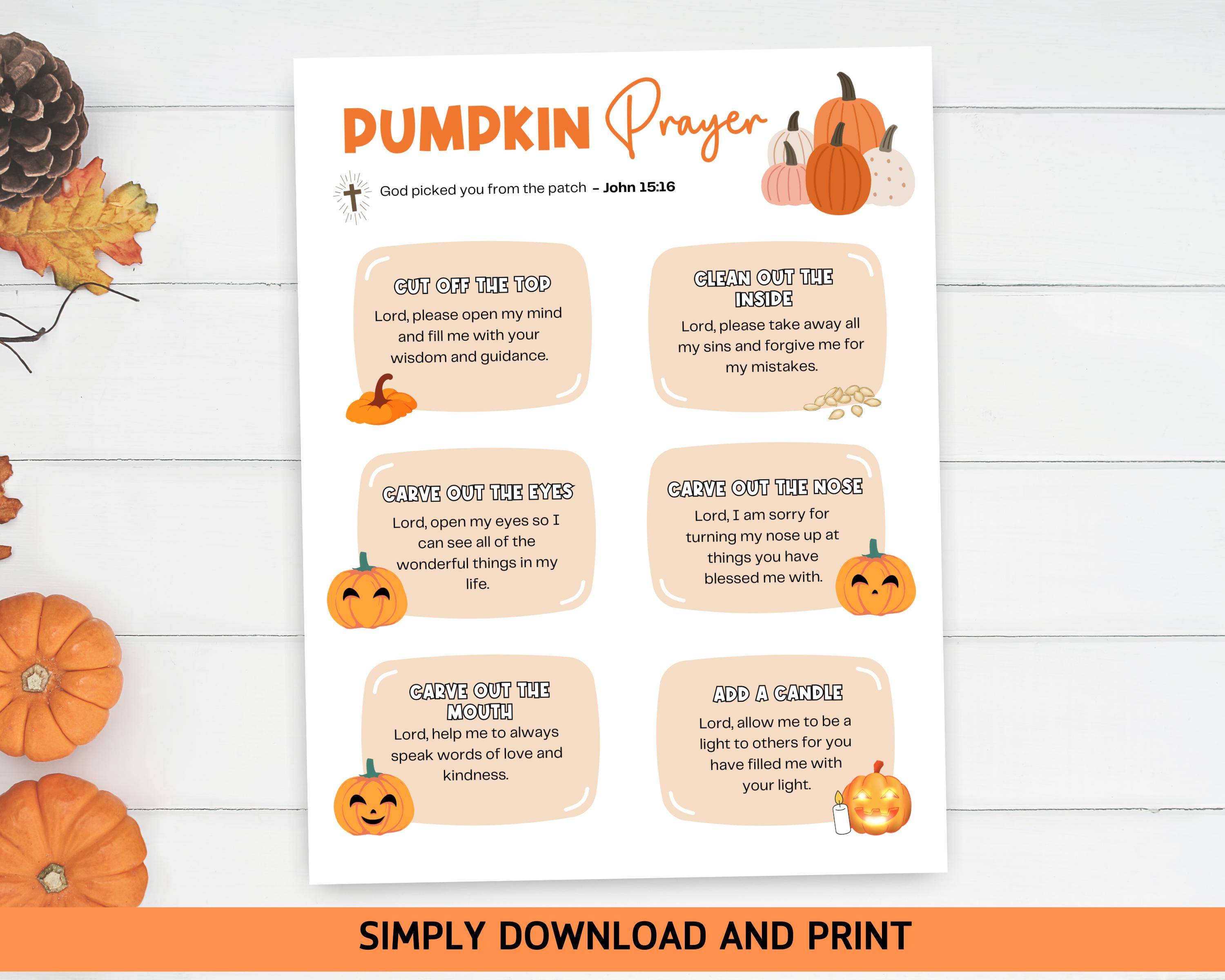 Pumpkin Prayer Printable, Carving Christian Halloween Activity ...