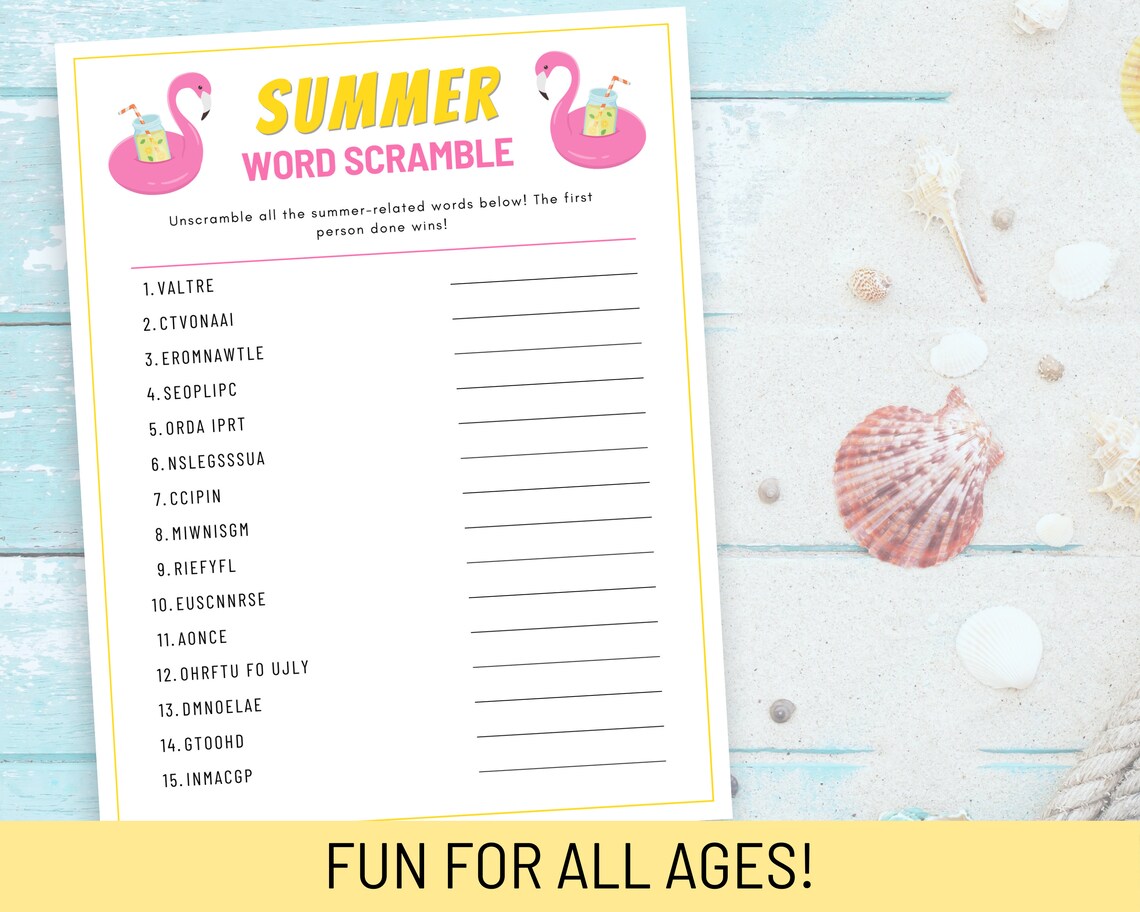 Summer Word Scramble Printable Summer Summer Games Summer - Etsy