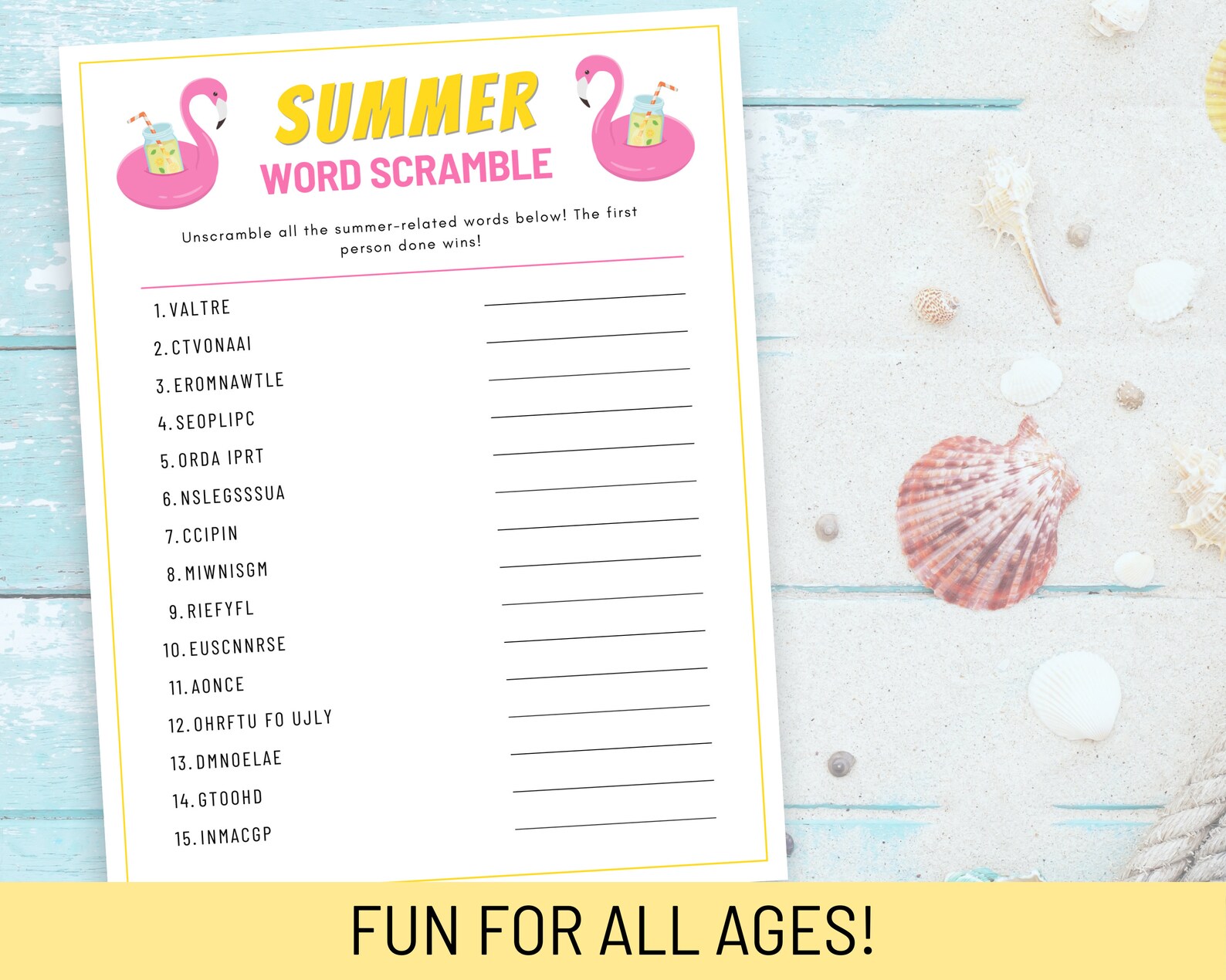 Summer Word Scramble Printable Summer Summer Games Summer - Etsy
