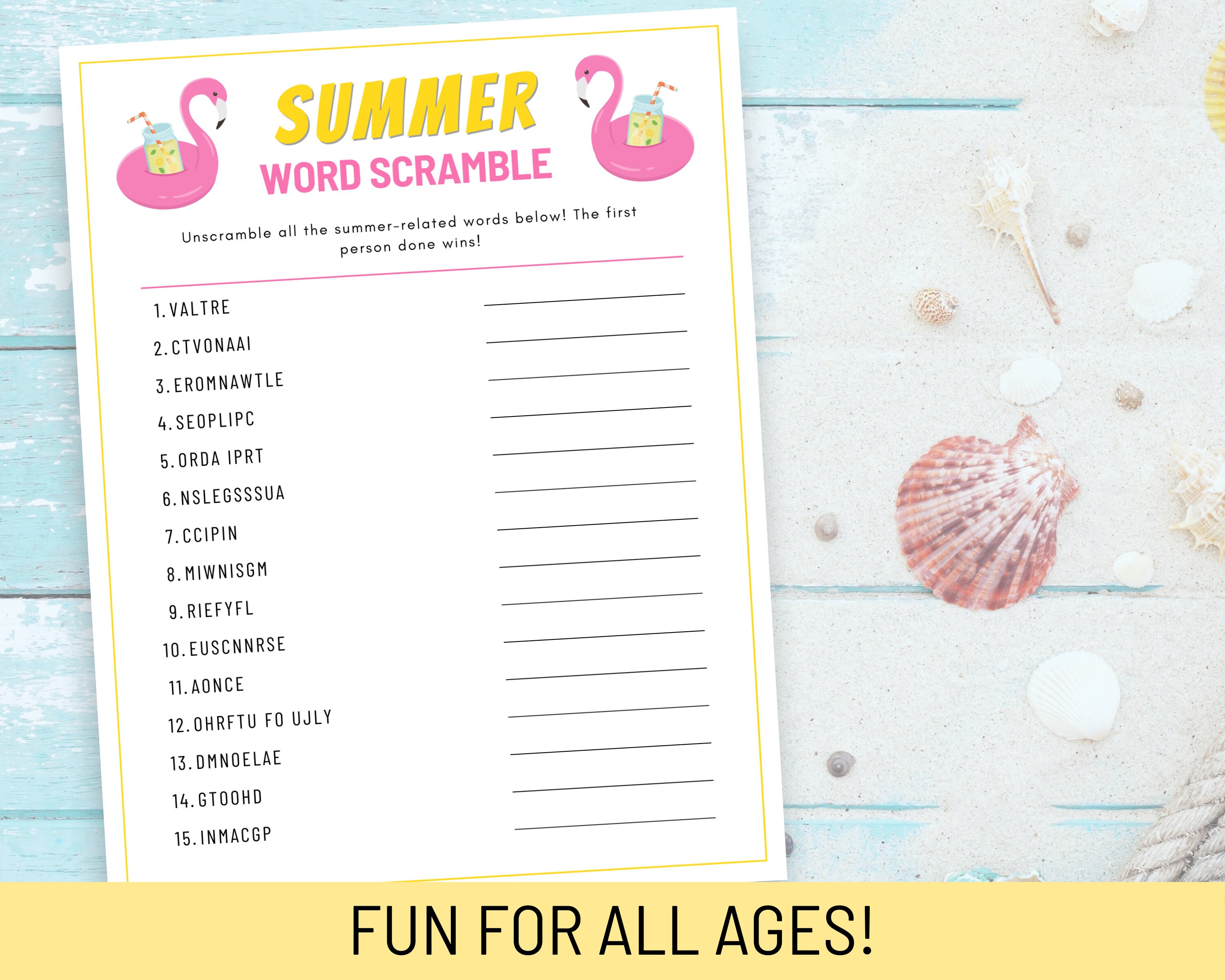 Summer Word Scramble Printable Summer Summer Games Summer - Etsy