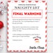 Santa Warning Letters, Bad Behavior Warning, Naughty List Warning ...