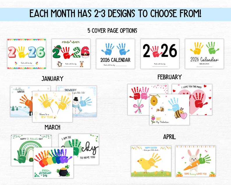 2026 Handprint Calendar Craft, Calendar Keepsake Gift From Kids ...
