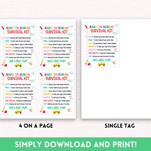 Back to School Survival Kit Tags, Back to School Gift Tags Printable ...