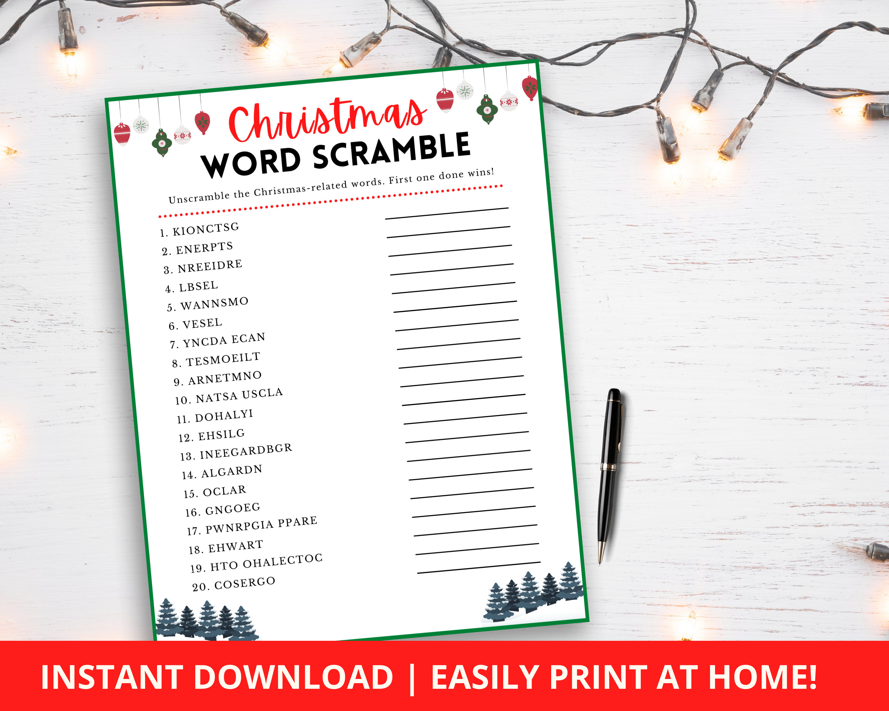 Christmas Word Scramble Christmas Party Game Christmas Game - Etsy