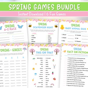 Spring Party Games Bundle, Spring Games, Springtime Activities for Kids ...