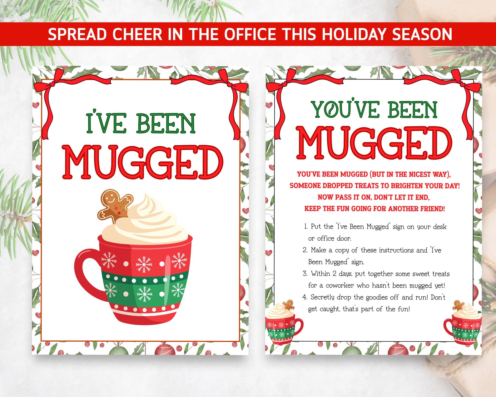 You've Been Mugged Signs, Christmas Office Coworker Game, Team Building ...