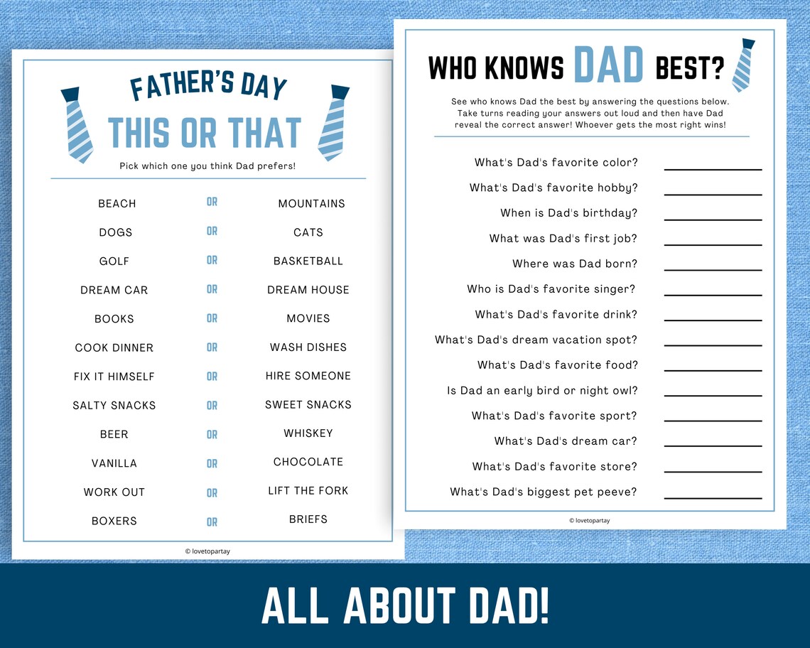 Father's Day Games, Father's Day Game Bundle, Father's Day Party Games ...