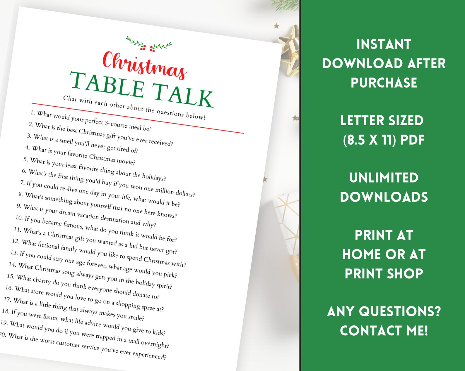 Christmas Icebreaker Game, Christmas Conversation Game, Printable ...