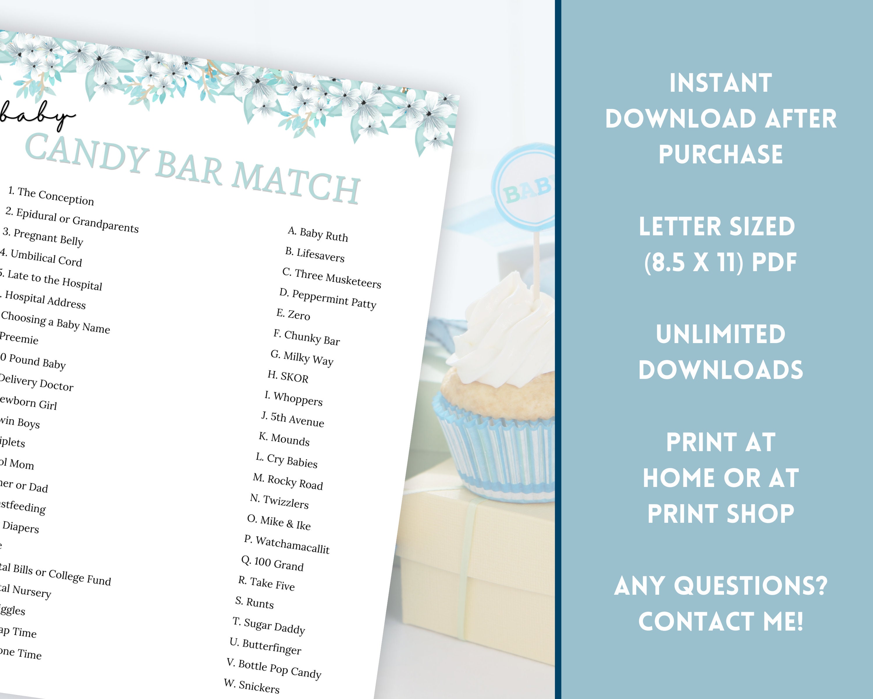 Baby Candy Match Game Baby Shower Game Printable Baby Shower - Etsy