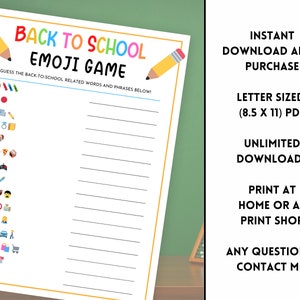 Back to School Game, Emoji Game, First Day of School Activity, School ...