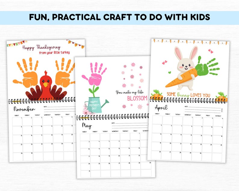 2026 Handprint Calendar Craft, Calendar Keepsake Gift From Kids ...