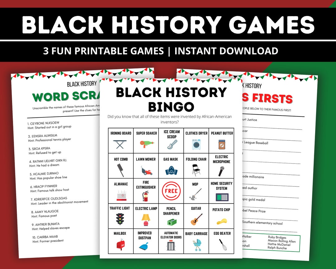 Black History Games Bundle, Black History Month Games, Black History ...