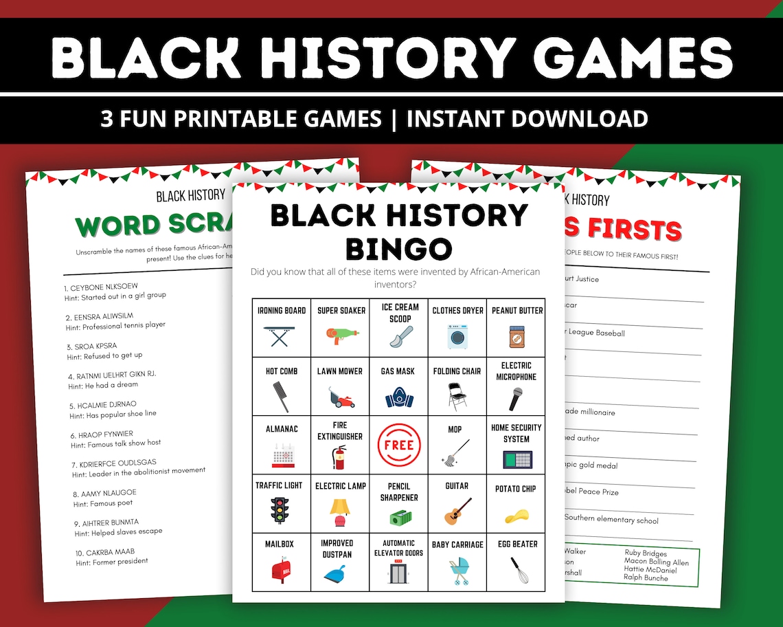 Black History Games Bundle Black History Month Games Black - Etsy