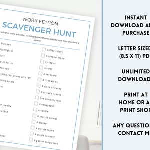 Office Scavenger Hunt, Office Games, Work Party Games, Team Meeting ...