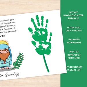 Palm Sunday Handprint Art Craft, Easter Palm Sunday Craft, Religious ...