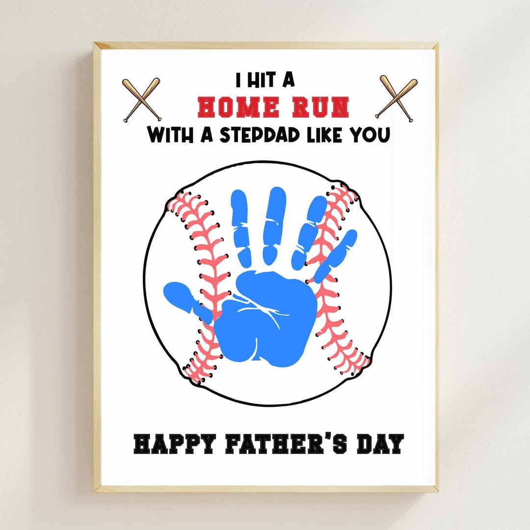 Stepdad Father's Day Handprint Art Craft, Father's Day Keepsake Gift ...