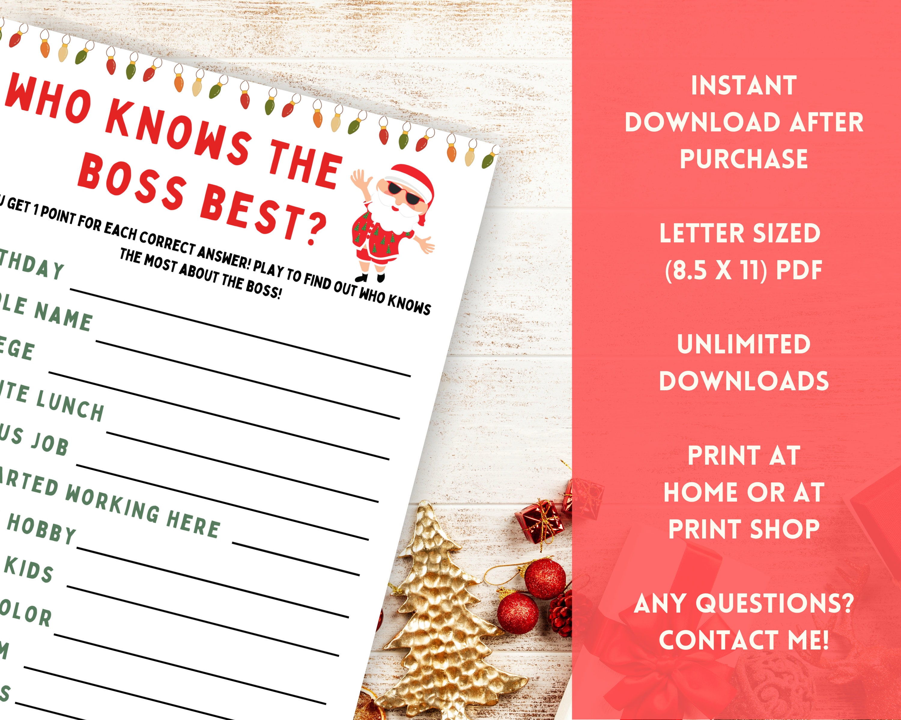 Who Knows the Boss Best, Office Party Game, Office Holiday Party Games ...