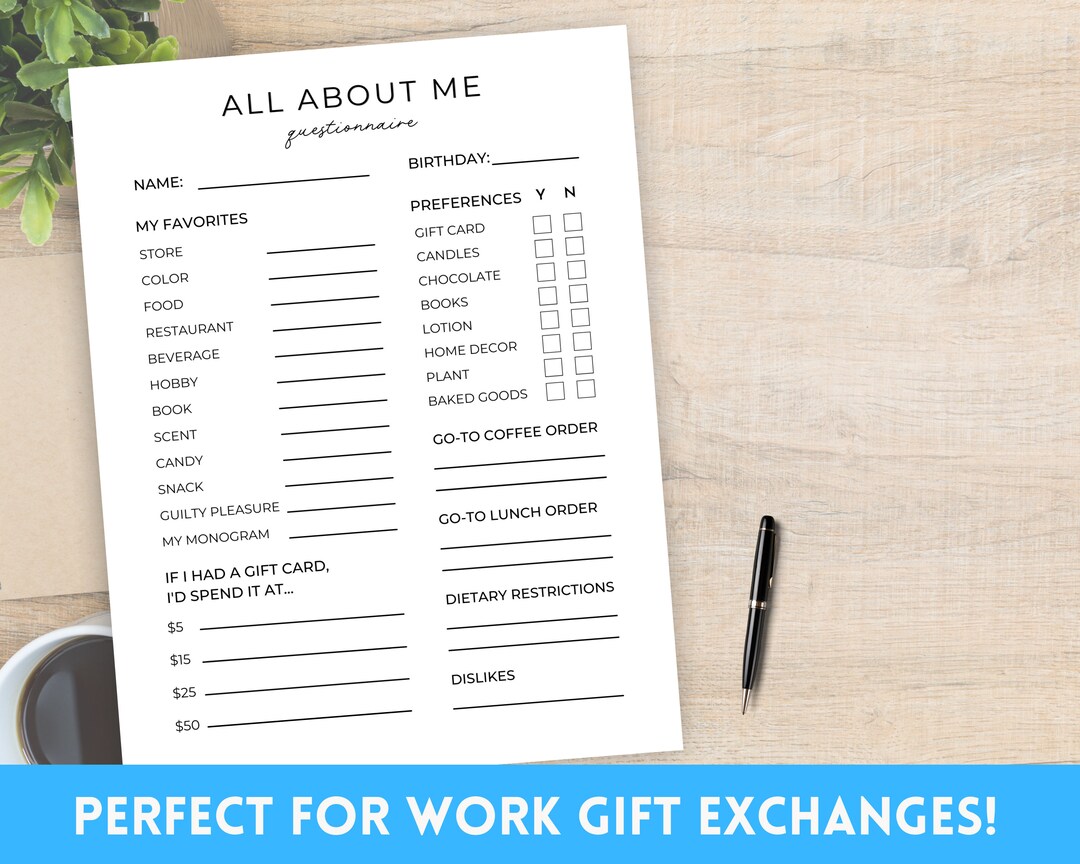 Employee Favorites List, Get to Know Employee, Coworker Survey, All ...