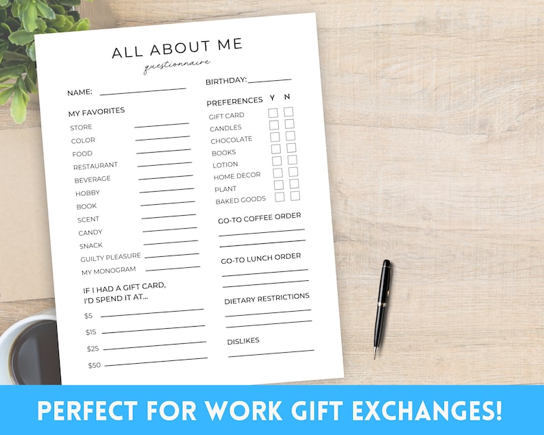 Employee Favorites List Get to Know Employee Coworker - Etsy Hong Kong