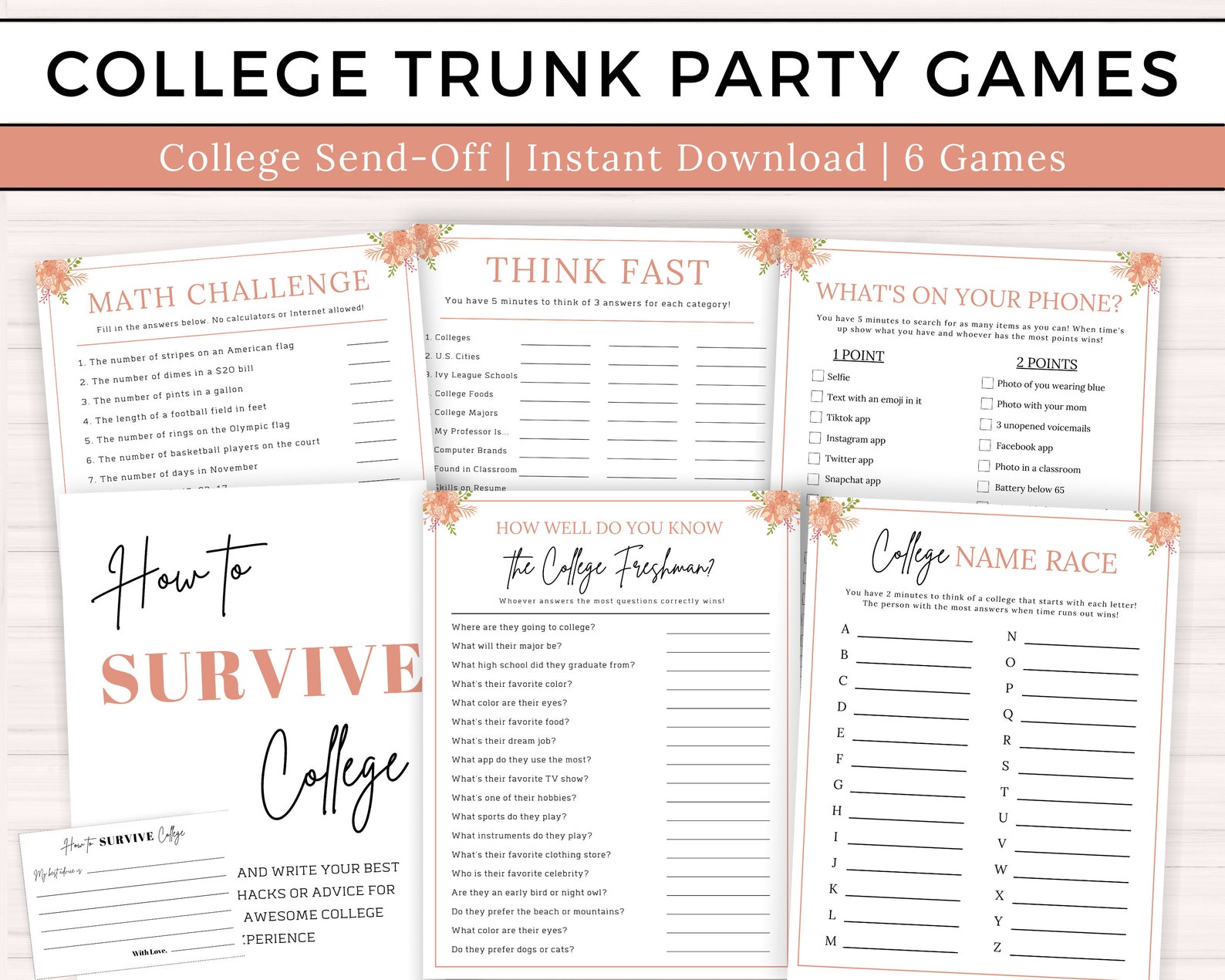 College Going Away Party Games, College Trunk Party Games, College Send ...