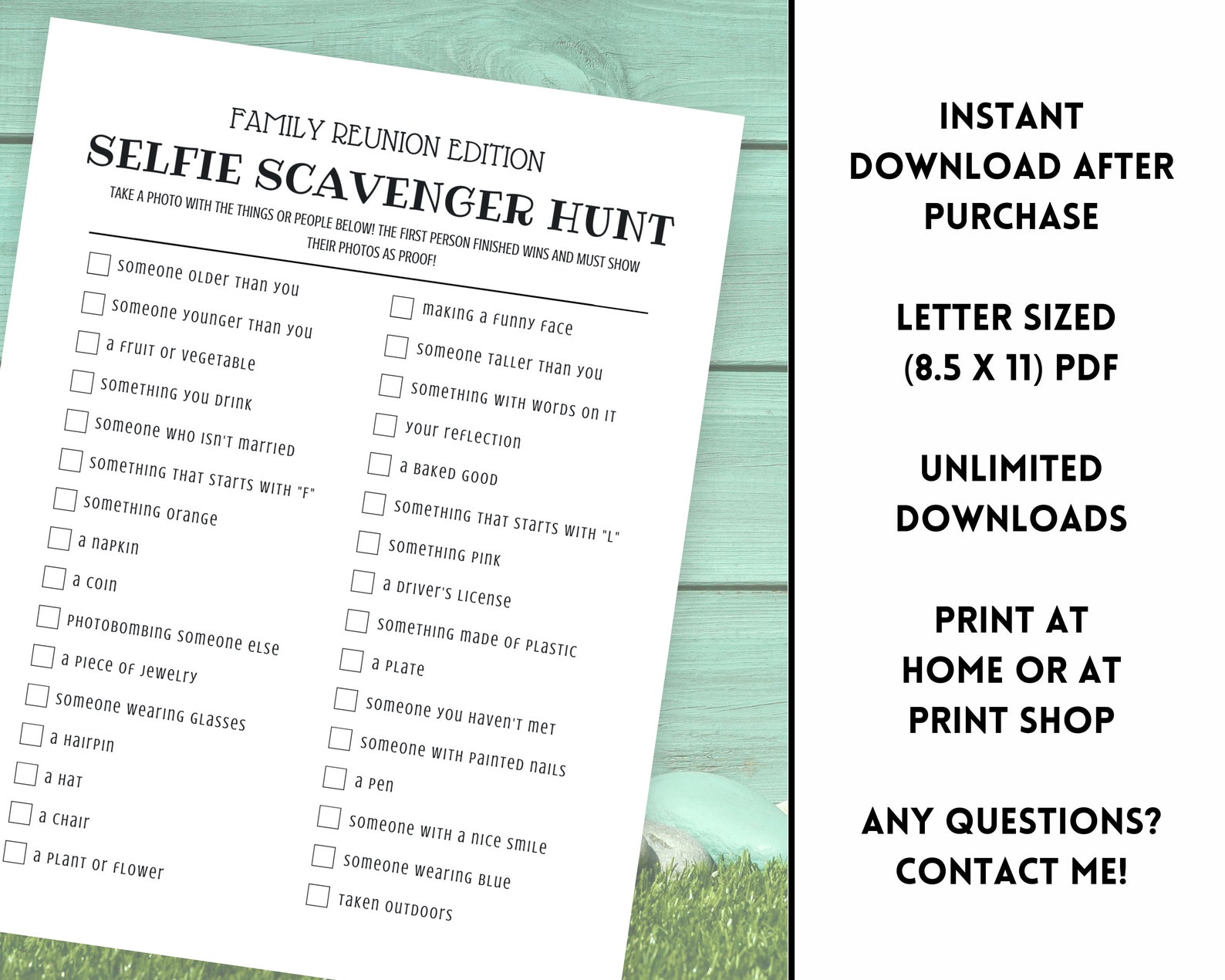 Family Reunion Scavenger Hunt, Family Reunion Game, Family Scavenger ...