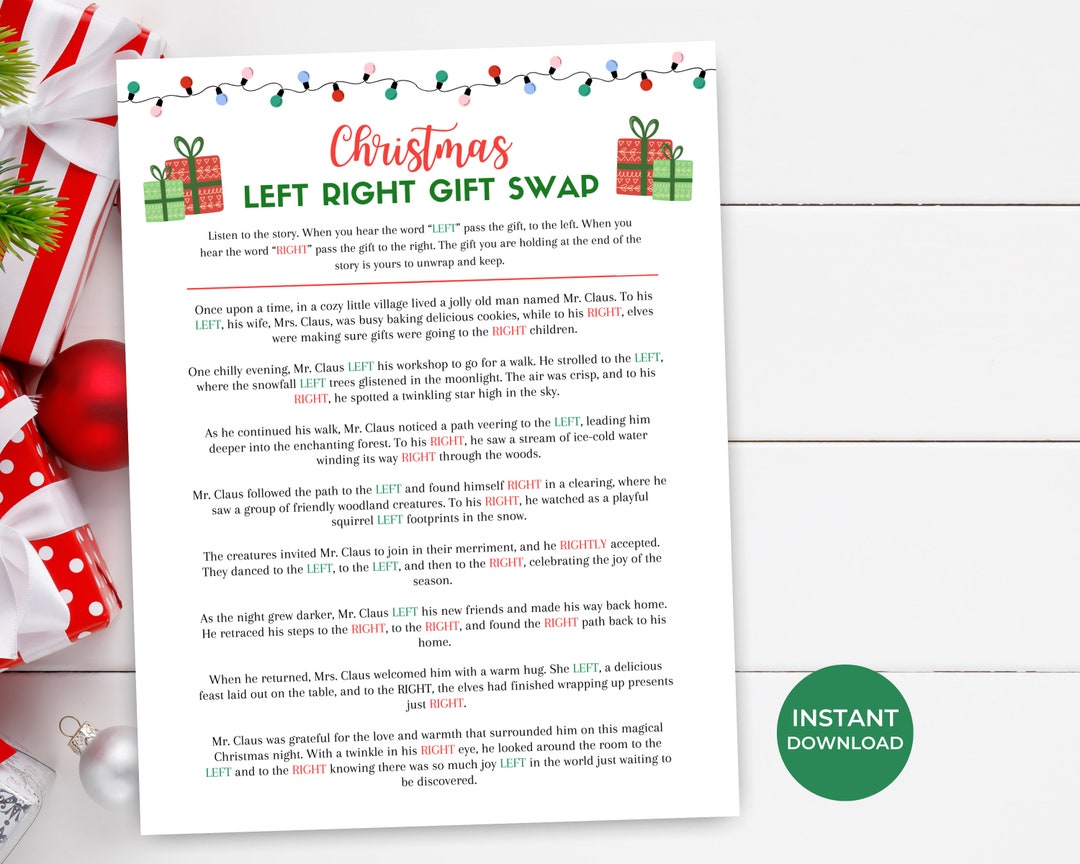 Left Right Gift Swap, Christmas Gift Exchange Game, Pass the Present ...