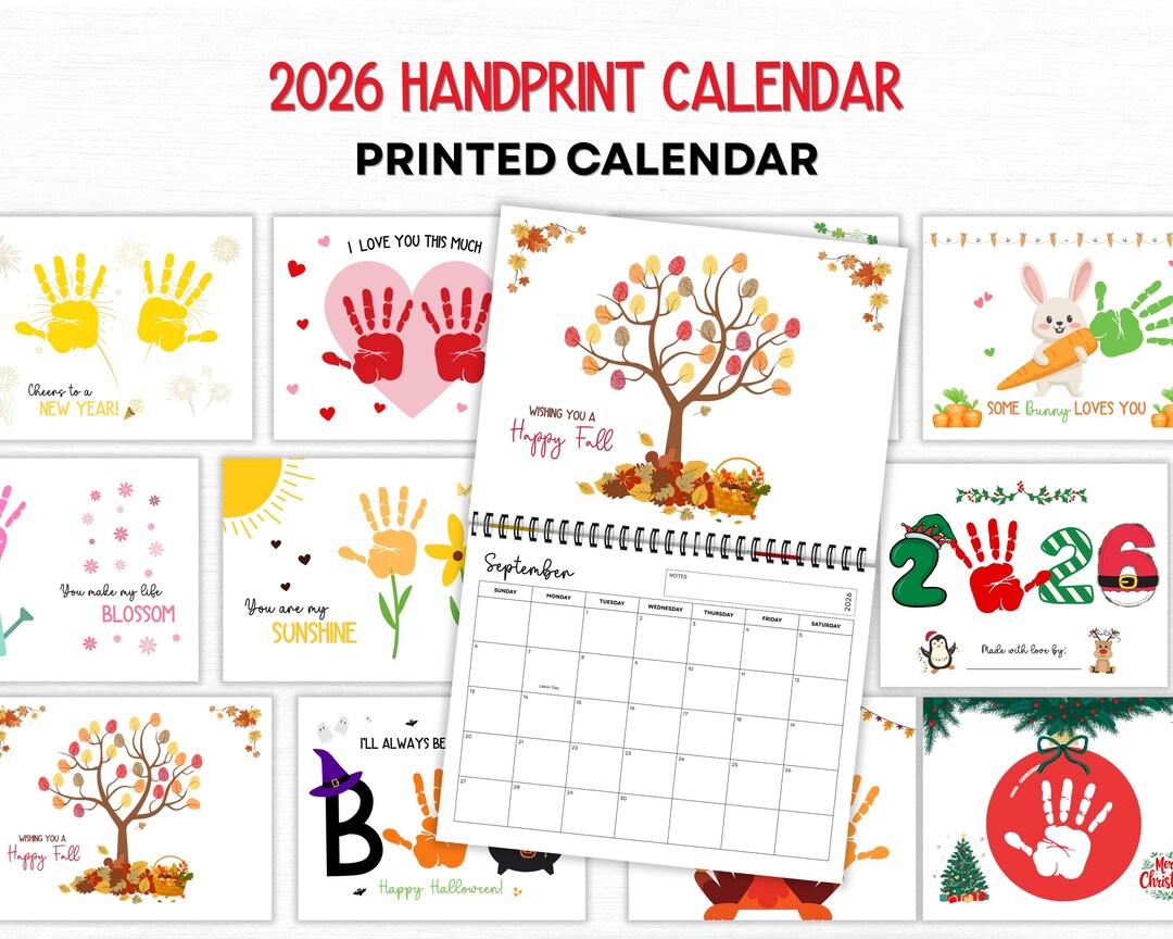2026 Handprint Calendar Keepsake, Printed Handprint Calendar Art Craft ...