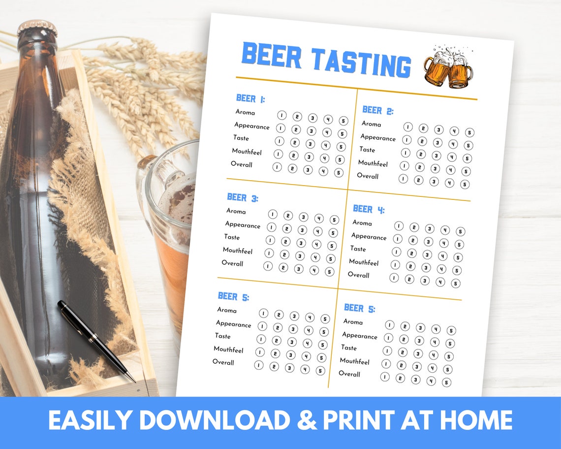 Beer Tasting Scorecard, Printable Beer Tasting Scorecard, Beer Tasting ...