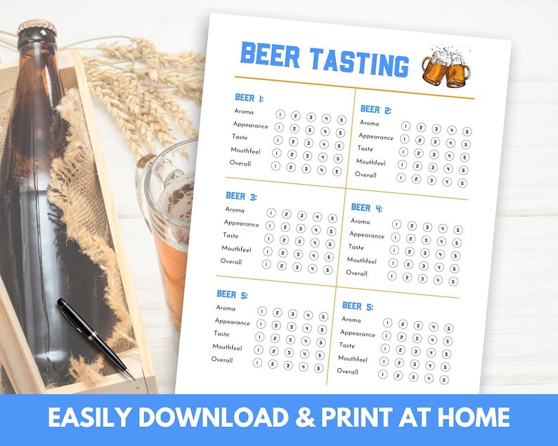Beer Tasting Scorecard, Printable Beer Tasting Scorecard, Beer Tasting ...