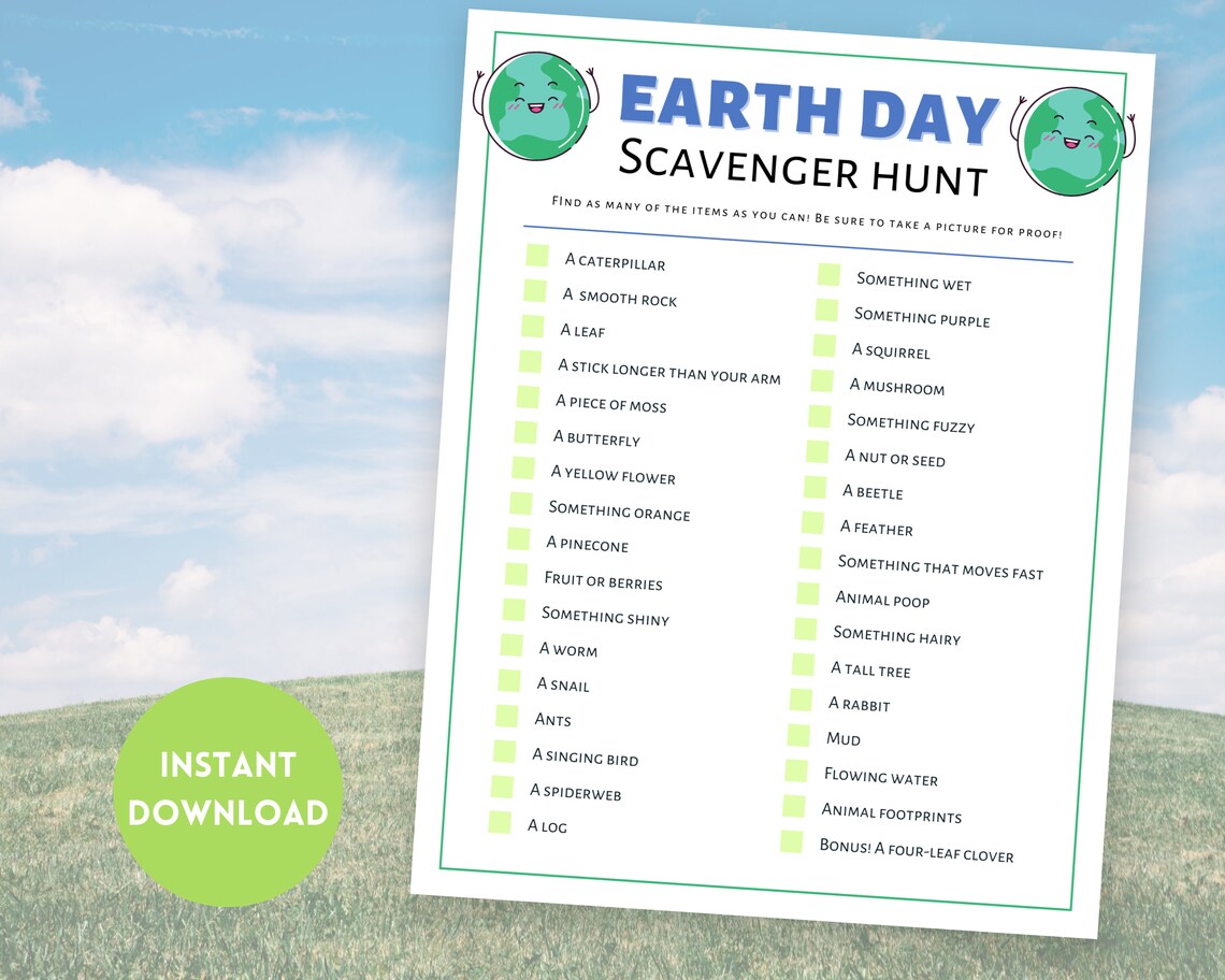 Earth Day Scavenger Hunt Earth Day Games Nature Scavenger | Etsy