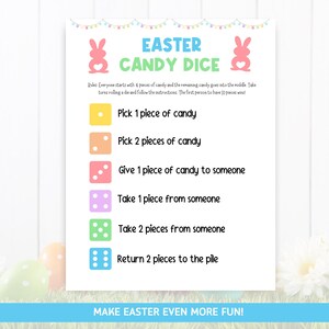 Easter Candy Dice, Easter Game for Kids Printable, Fun Easter Game ...