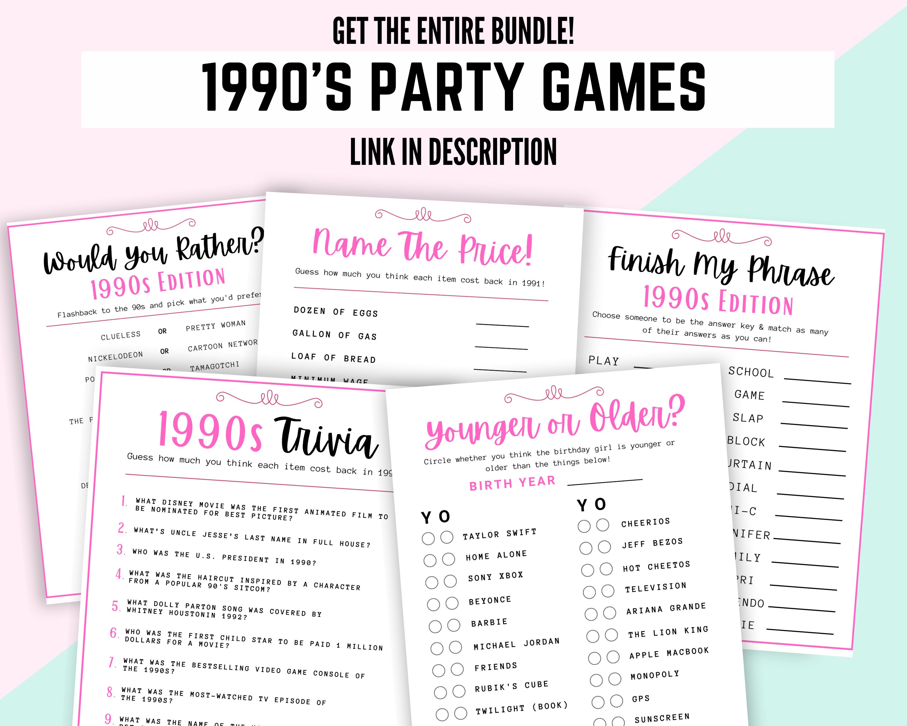 90s Trivia 90's Trivia Game 30th Birthday Trivia 30th - Etsy