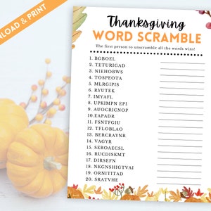Thanksgiving Word Scramble, Thanksgiving Printable Games, Thanksgiving ...