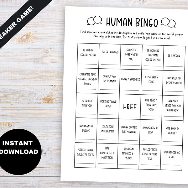 Adult Bingo Icebreaker Cards - Etsy