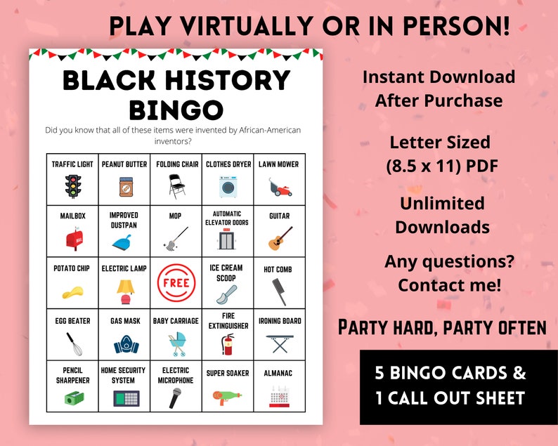 Black History Month Bingo Black History Month Games Black | Etsy