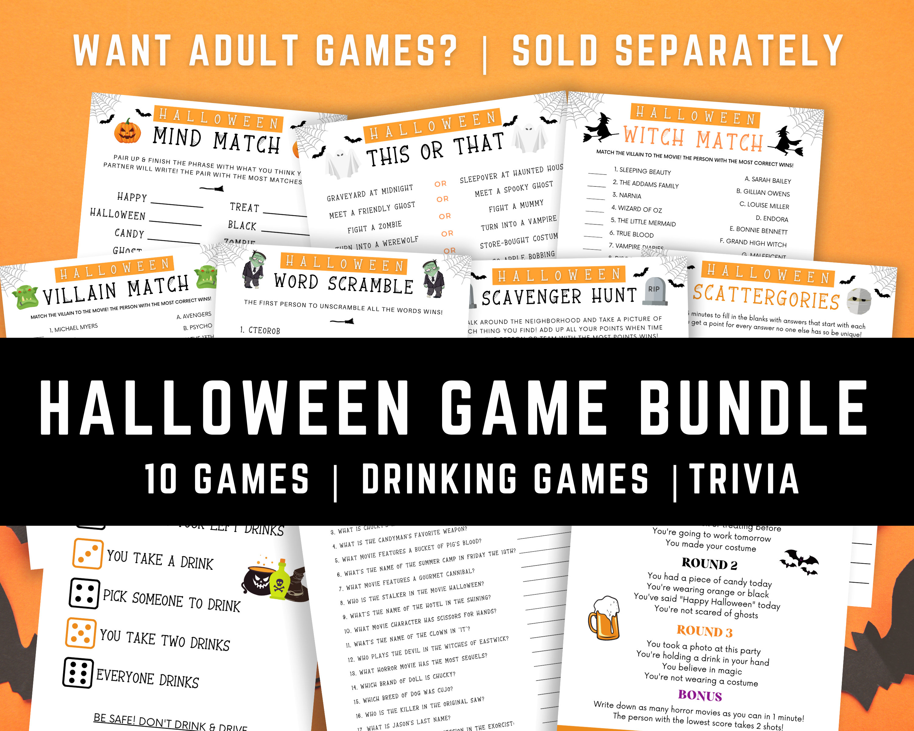 Halloween Game Halloween Activity for Kids Printable - Etsy