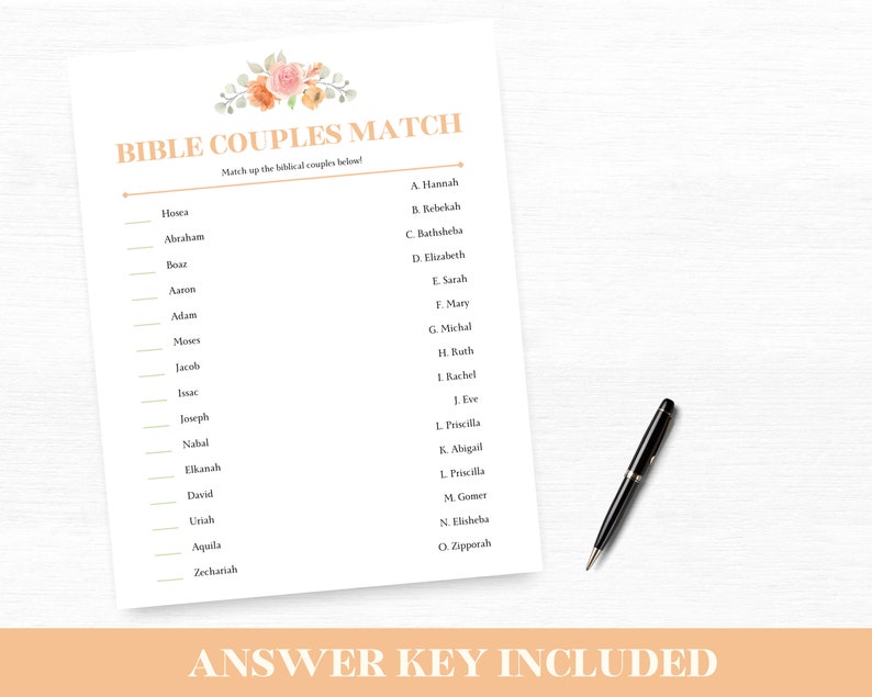 Bible Couples Match Church Party Game Bible Game Fun Church - Etsy