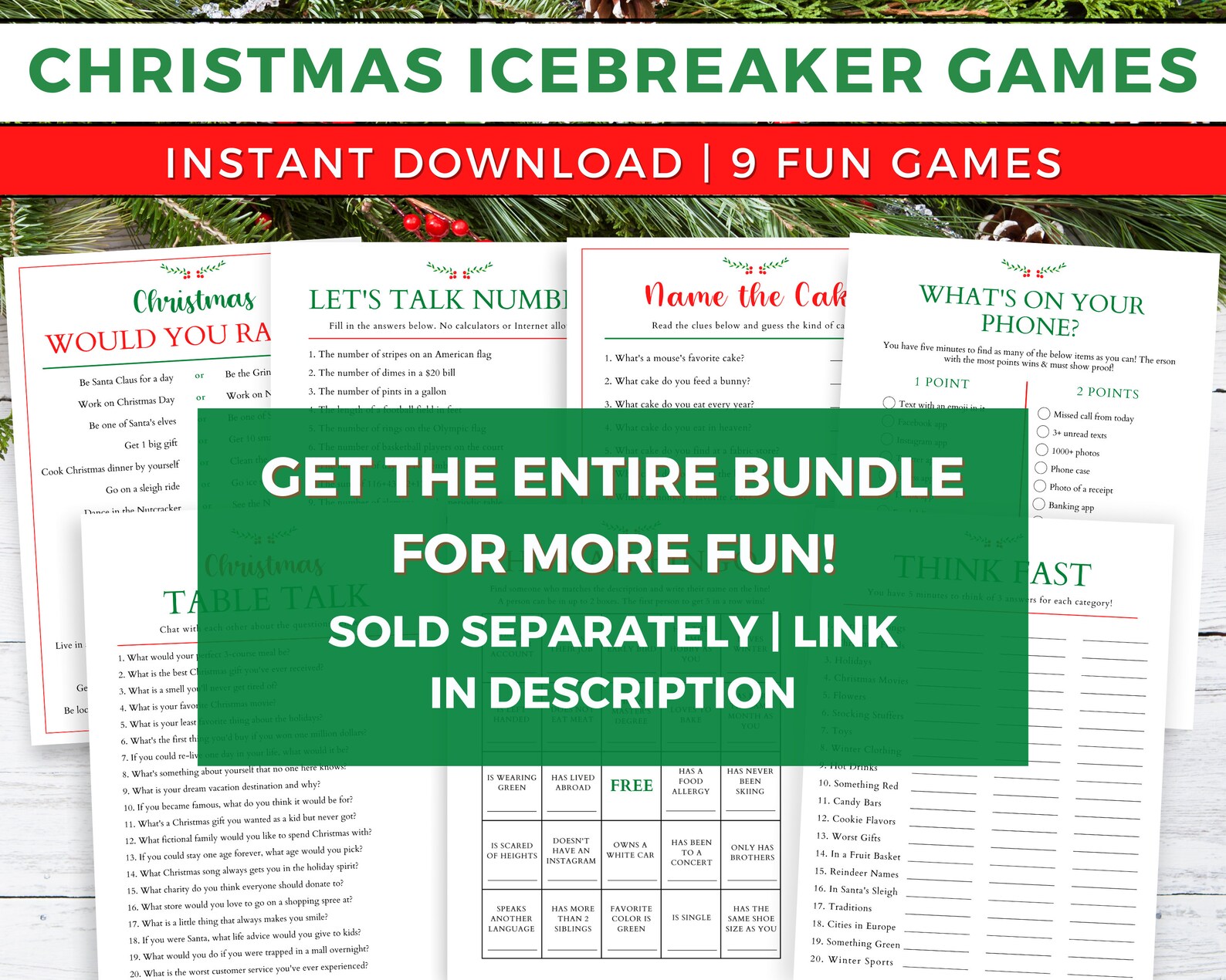 Christmas Icebreaker Game, Christmas Conversation Game, Printable ...