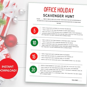 Office Holiday Scavenger Hunt, Office Christmas Party Games, Office ...