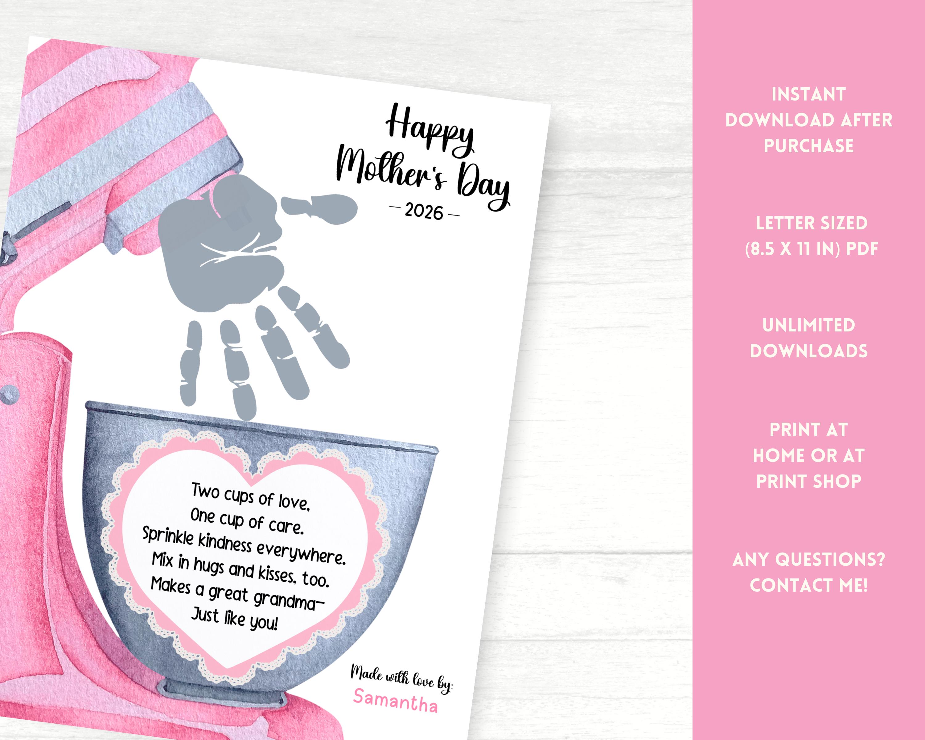 Grandma Handprint Art Mother's Day Keepsake, Printable Handprint Art ...